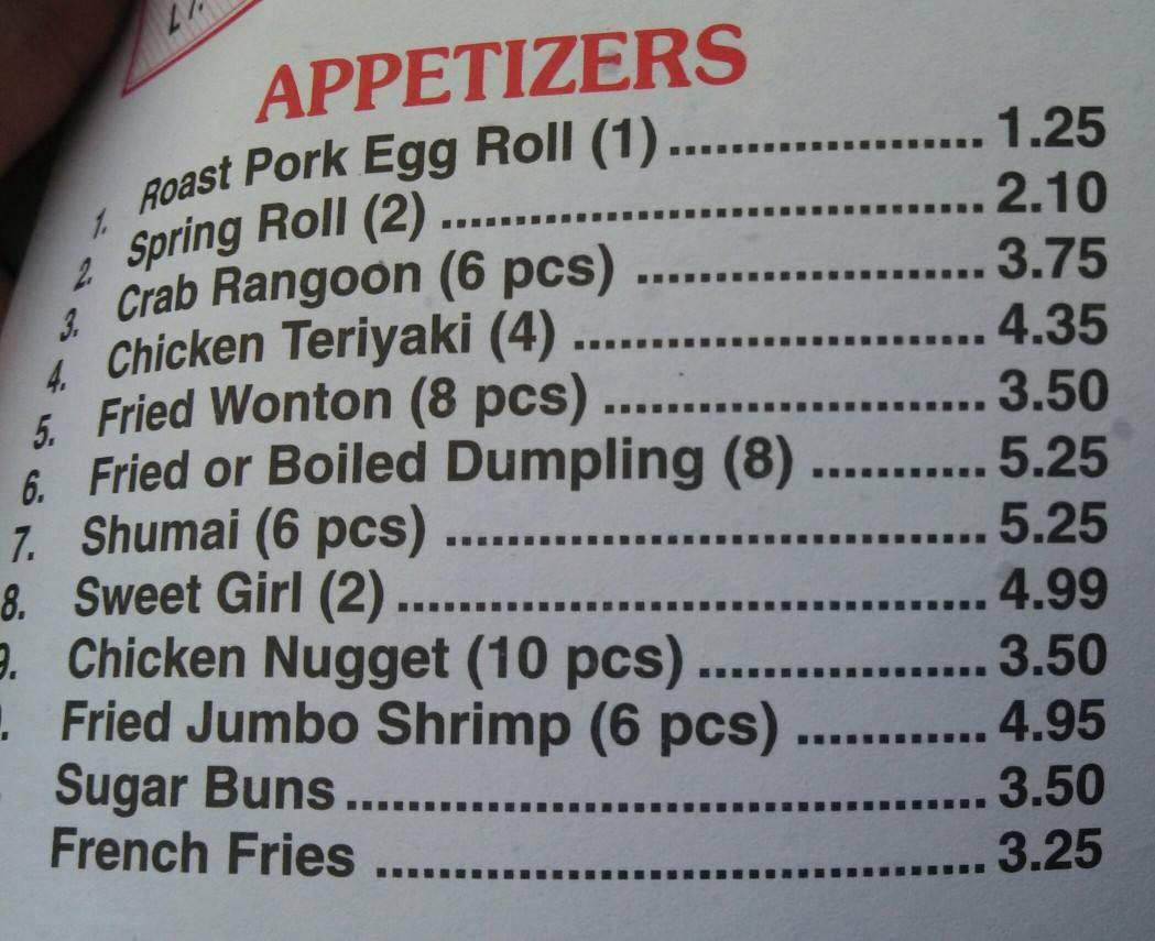 Menu at Golden Kitchen restaurant, Madison