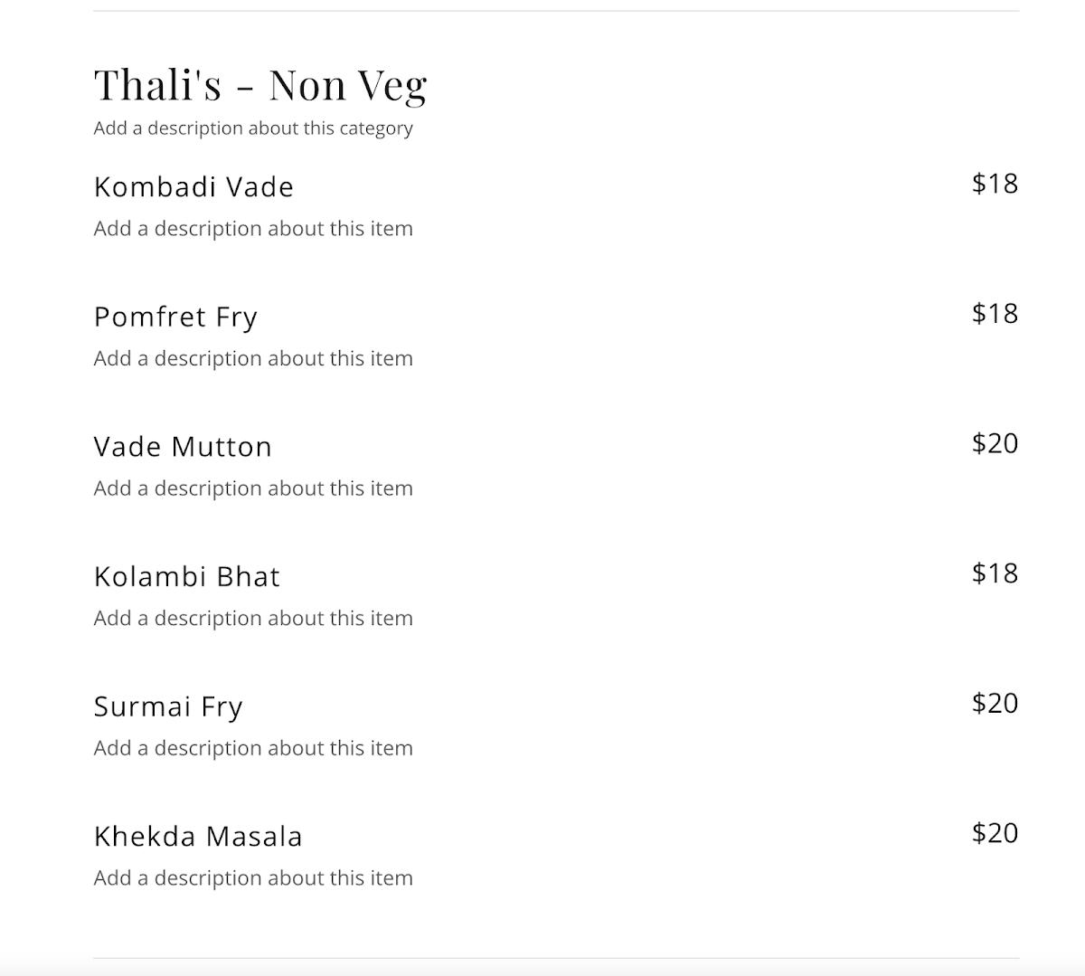 Menu au Tadka Marun Restaurant (Maharashtrian Foods LTD), Mississauga ...