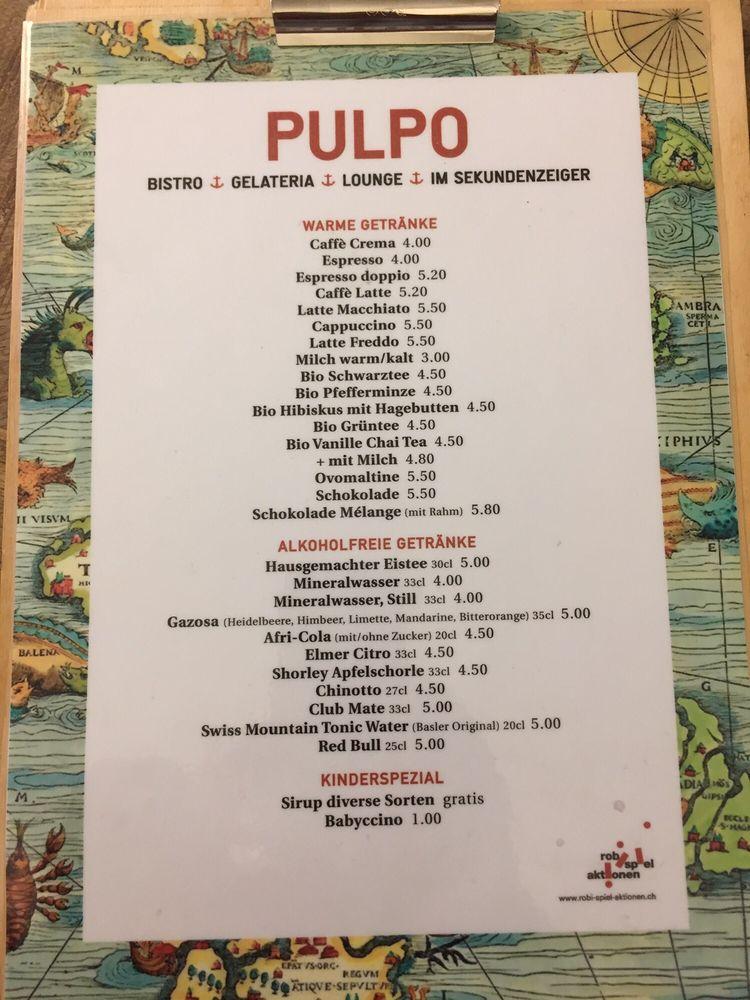 Speisekarte von Pulpo, Basel