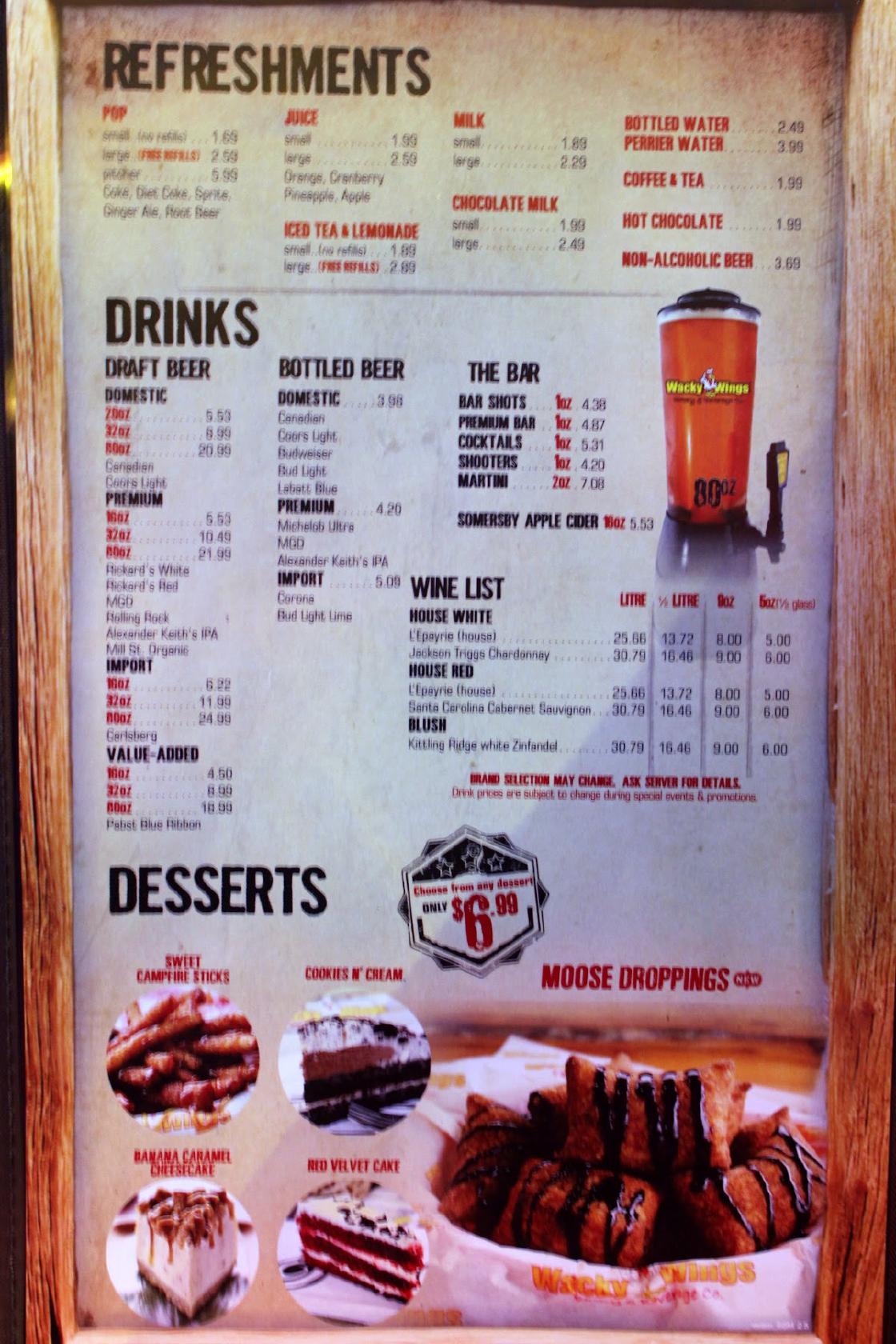Menu at Wacky Wings Lake Street pizzeria, Sault Ste. Marie, 350 Lake St