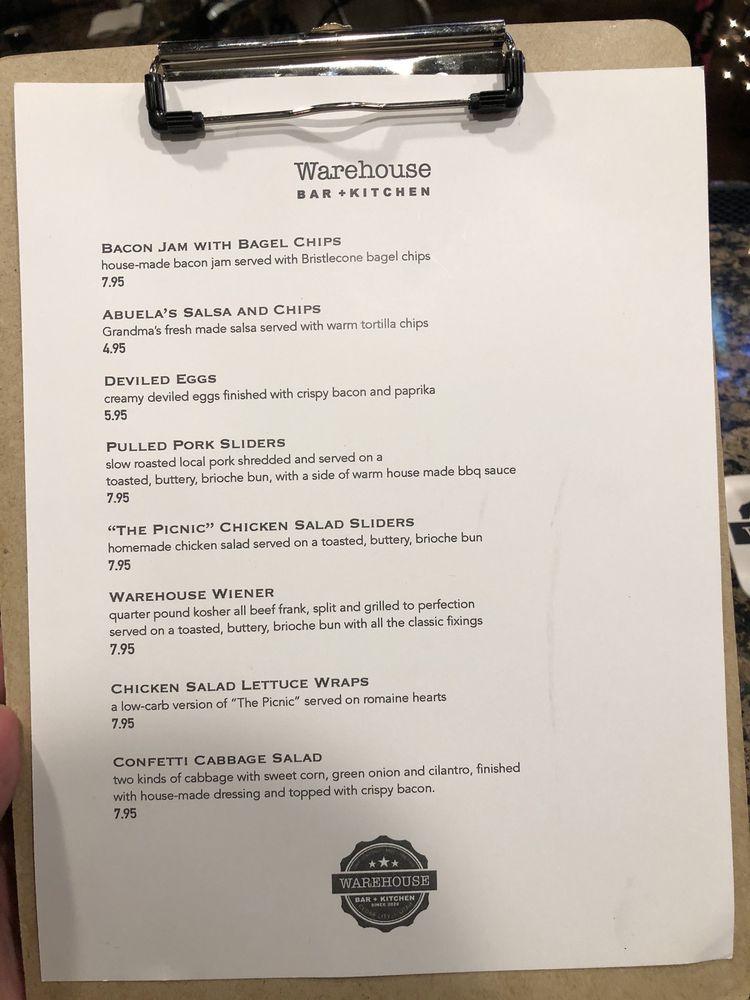 Menu at Warehouse Bar + Kitchen, Cedar City