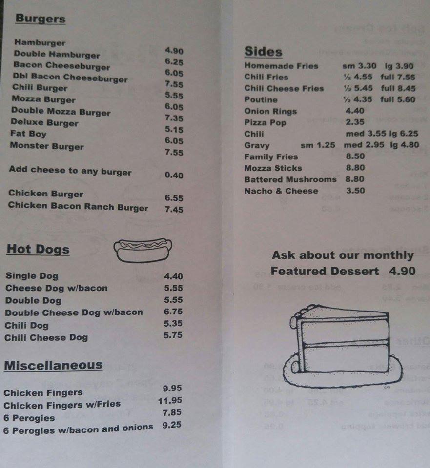 Menu at Brian's Drive-In fast food, Lorette, Dawson Rd