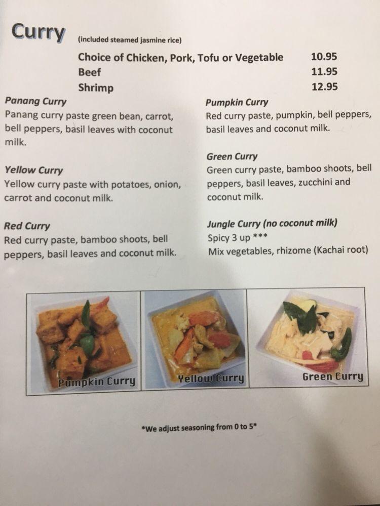 Menu at Thai Food Restaurant, Lake Havasu City