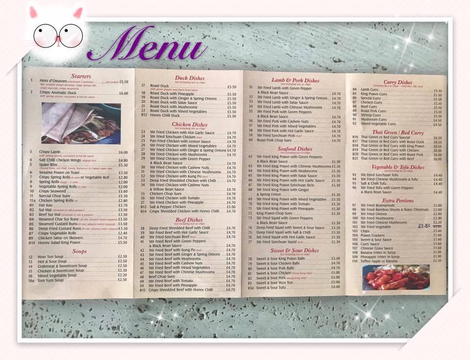 Menu at Chinese Junction Takeaway fast food, Llandudno Junction
