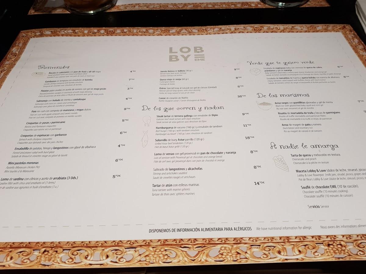 Menu at Restaurante Lob by EME, Seville