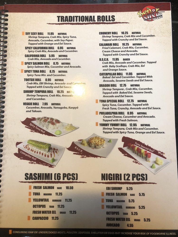 Menu at Señor Sushi Mesa restaurant, Mesa