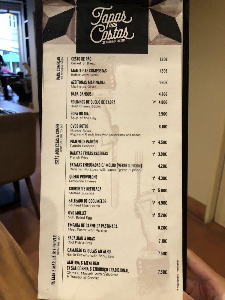 Menu em Restaurante Tapas nas Costas, Coimbra
