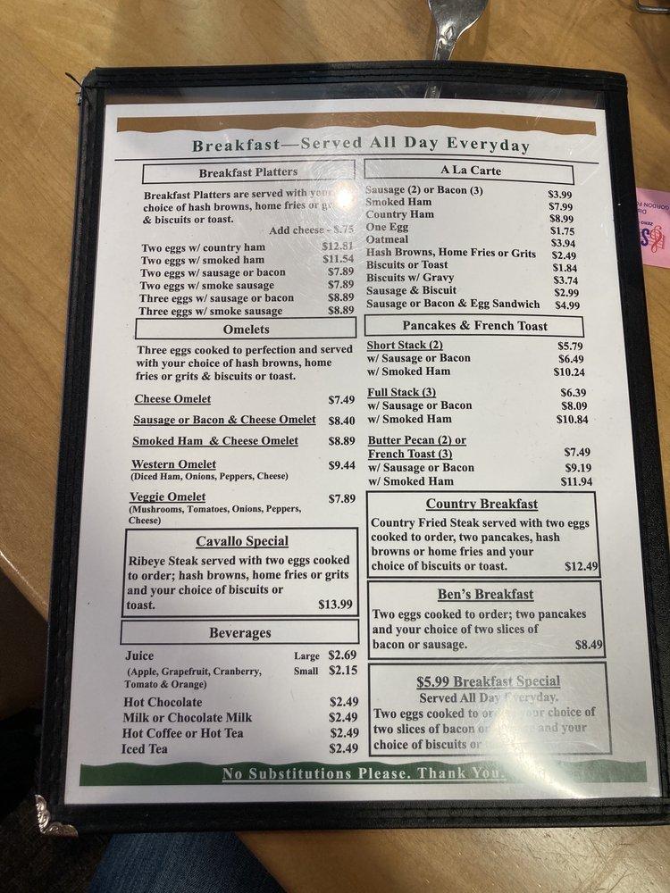 Menu at The Cupboard Restaurant, Memphis