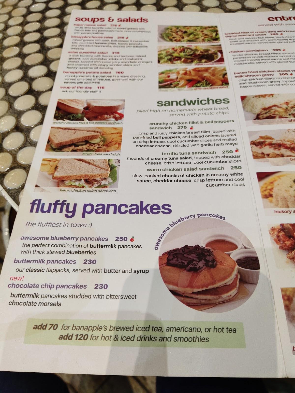 Menu at Banapple Pies and Cheesecakes Ayala Fairview Terraces ...