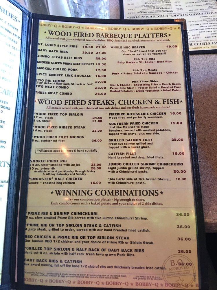 Menu at Bobby-Q BBQ Restaurant and Steakhouse, Mesa, S Stapley Dr