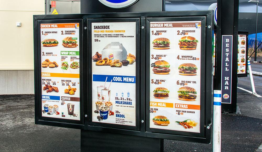 Menu at Burger King Kalmar restaurant, Kalmar