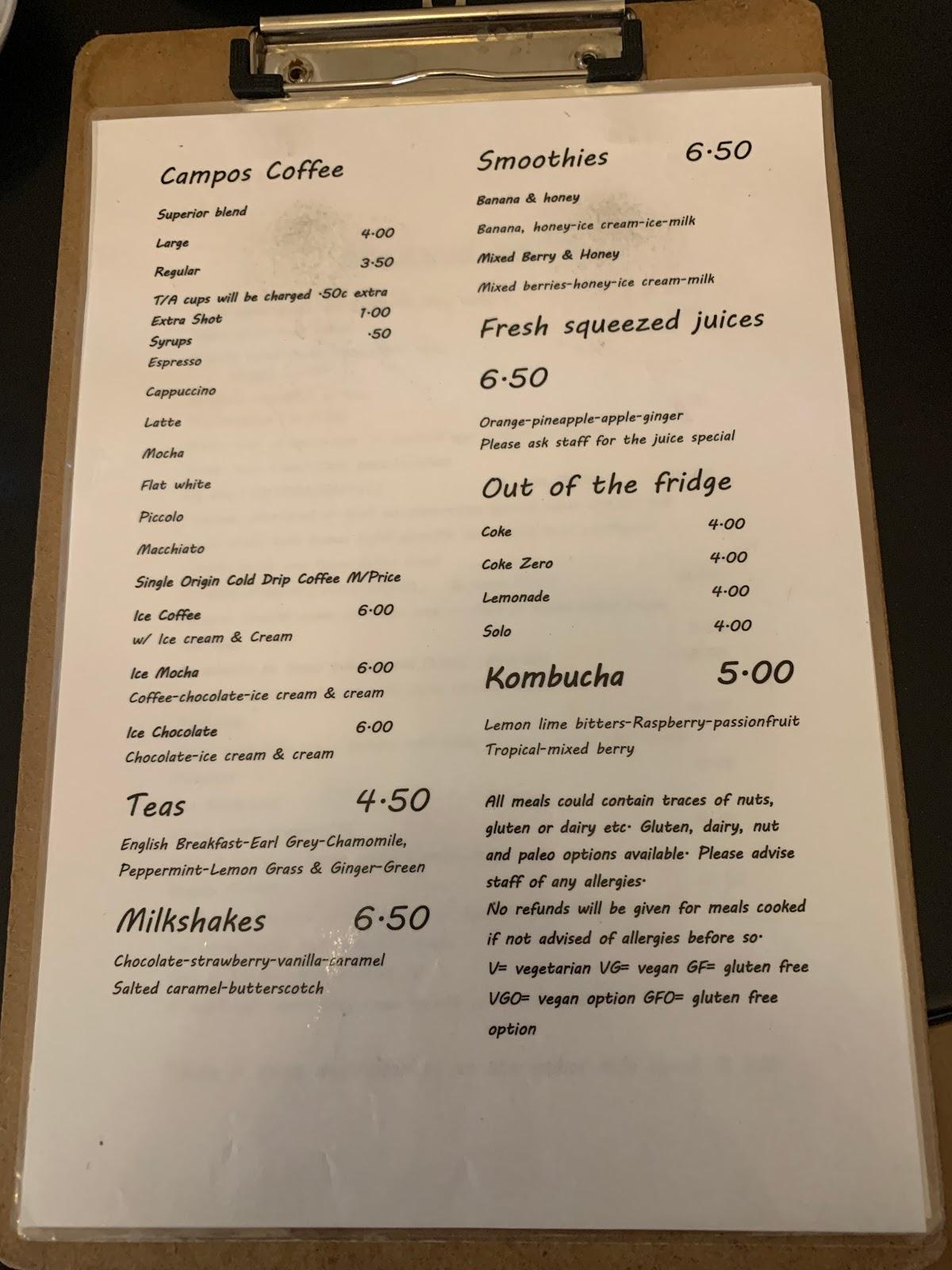 Menu at Dancing Goat Mudgee restaurant, Mudgee