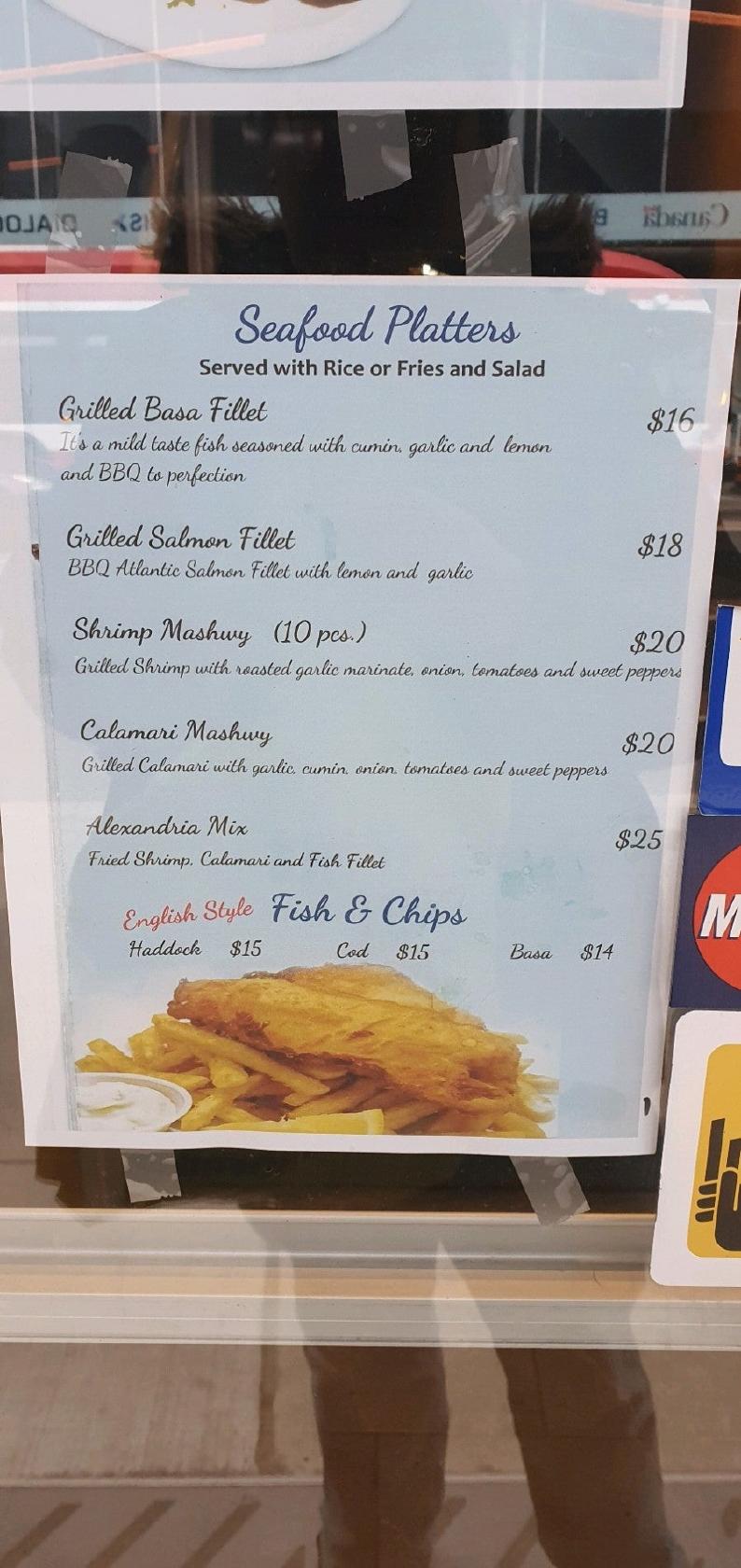Menu at Mermaid Fish and Grill House restaurant, Toronto, 44 St Clair Ave E