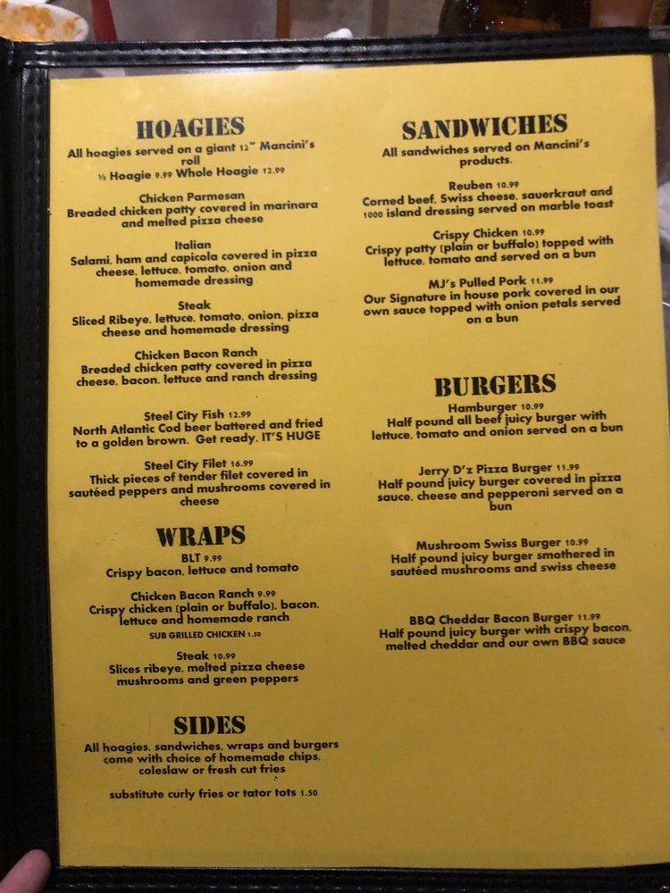 Menu at Mjs Steel City pub & bar, Robinson Township