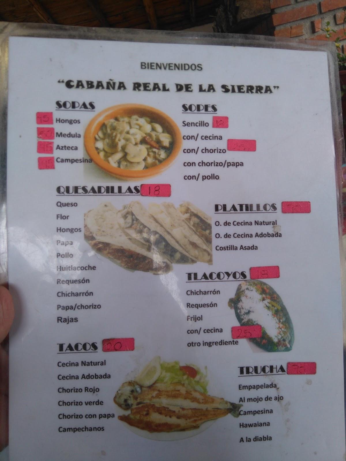 Carta del restaurante Casa Del Lago, Acazulco