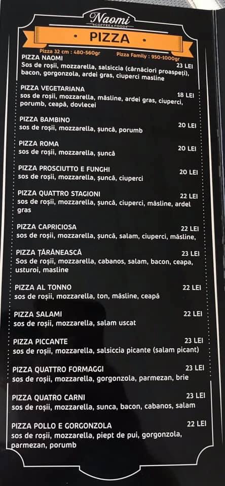 Menu at Restaurant Naomi, Bivolăria