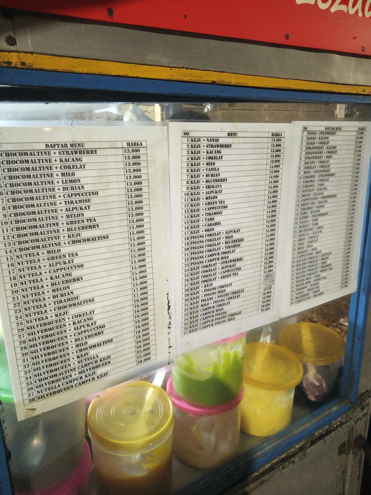 Carta de Roti Bakar Bang Sam, Surabaya