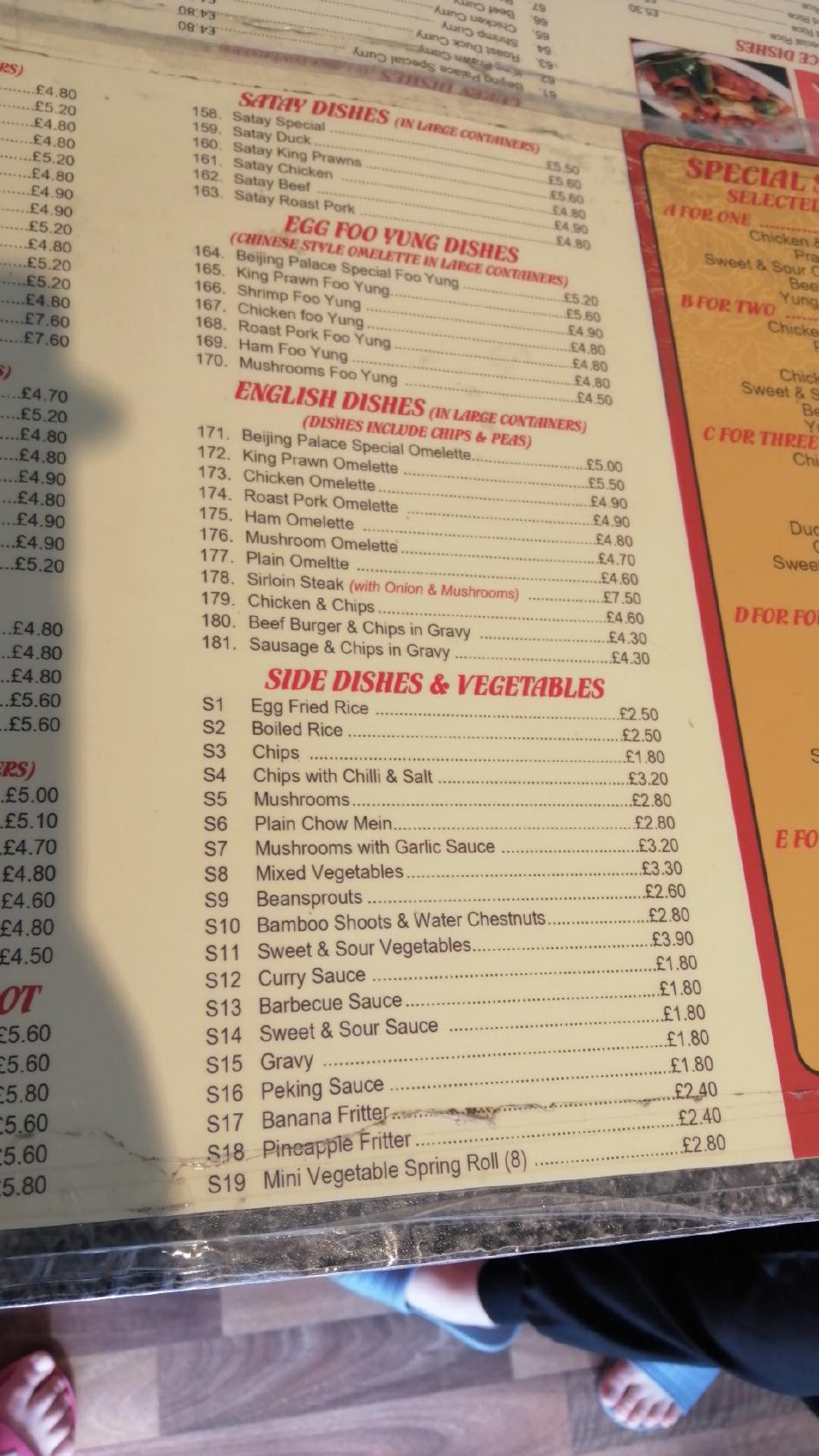 Menu at Beijing Palace restaurant, Newport