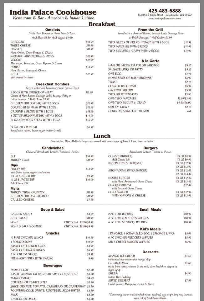 Menu at Cookhouse Restaurant & Bar, Woodinville, NE Woodinville Dr