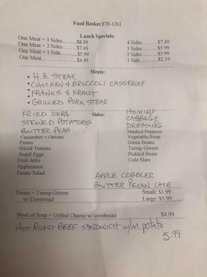 Menu at Food Basket restaurant, Albertville