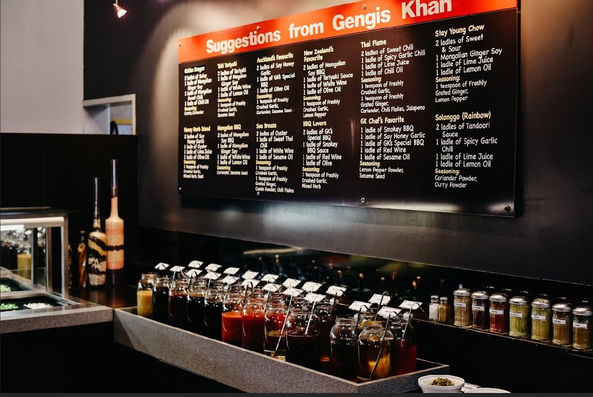 Menu at Genghis Khan restaurant, Auckland, 317 Ti Rakau Dr