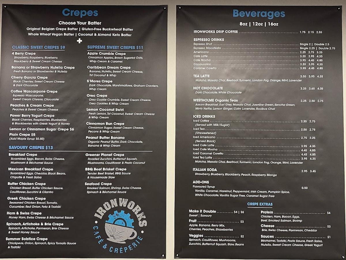 Menu at Ironworks Cafe & Creperie, Ladysmith