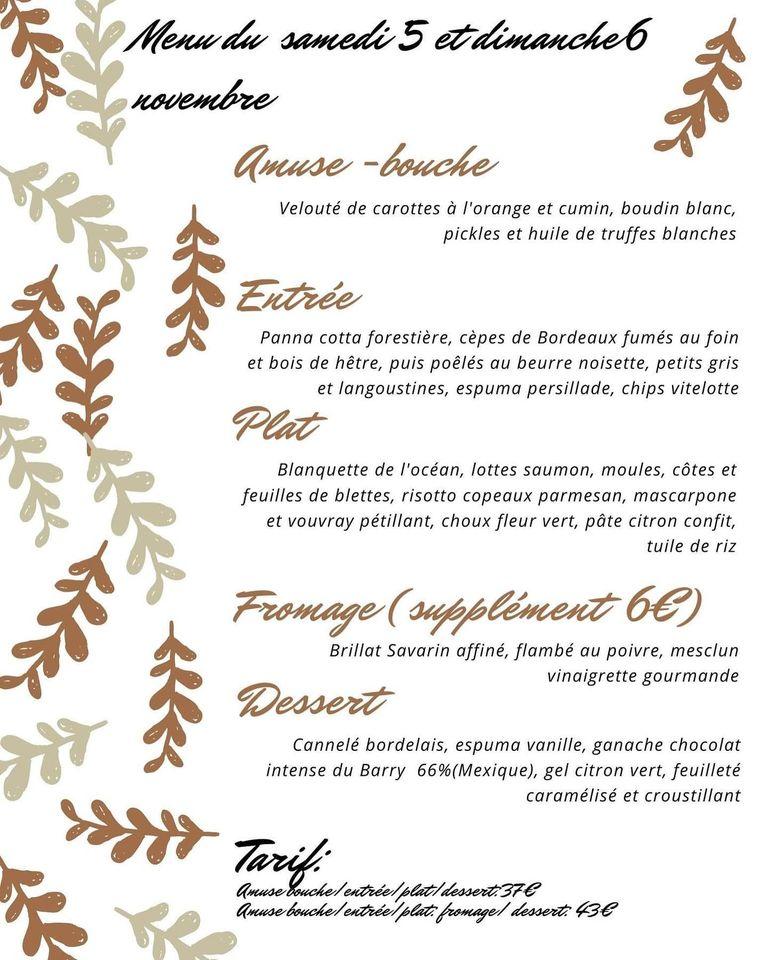 Menu au LE CONCEPT restaurant, Cigogné