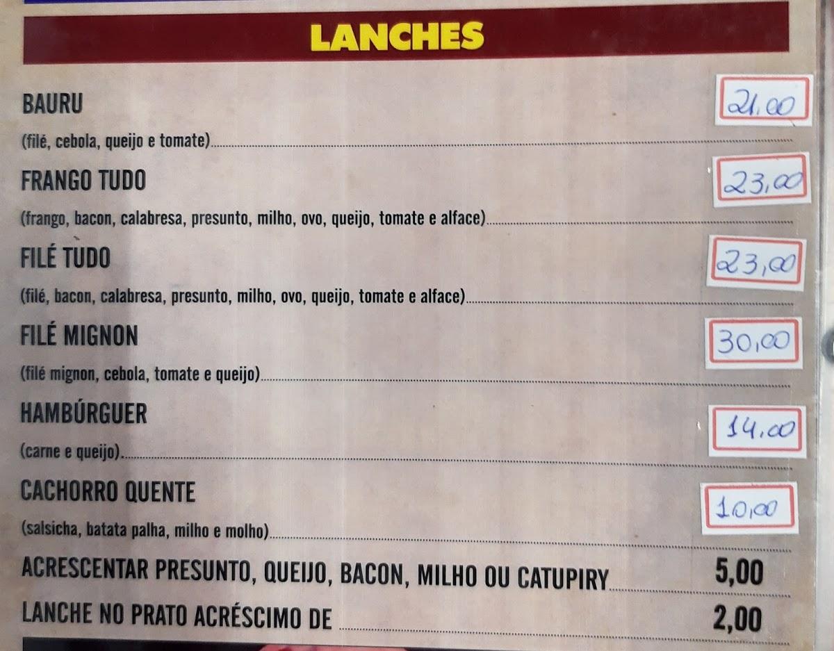 Menu at Marcos Lanches pub & bar, Pindorama