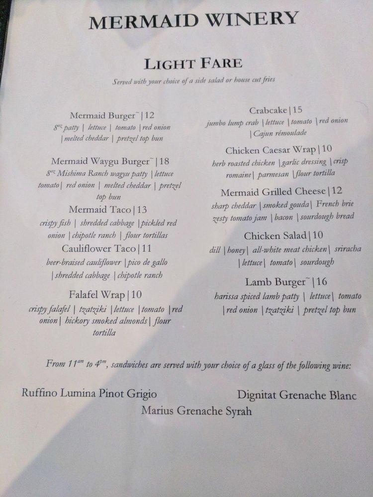 Menu at Mermaid Winery - Virginia Beach restaurant, Virginia Beach