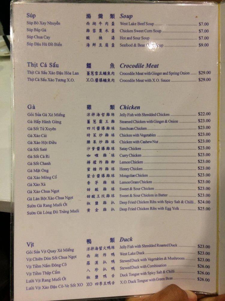 Menu at Pacific House Restaurant, Richmond, 8/240 Victoria St