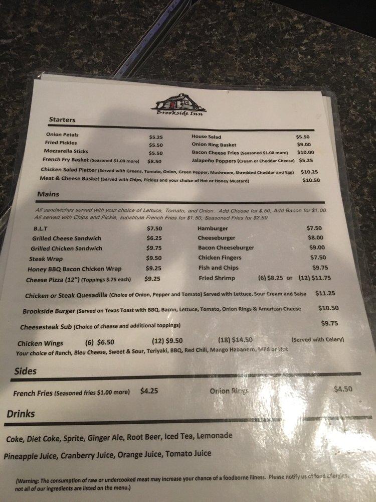 Menu at Brookside Inn pub & bar, Jefferson