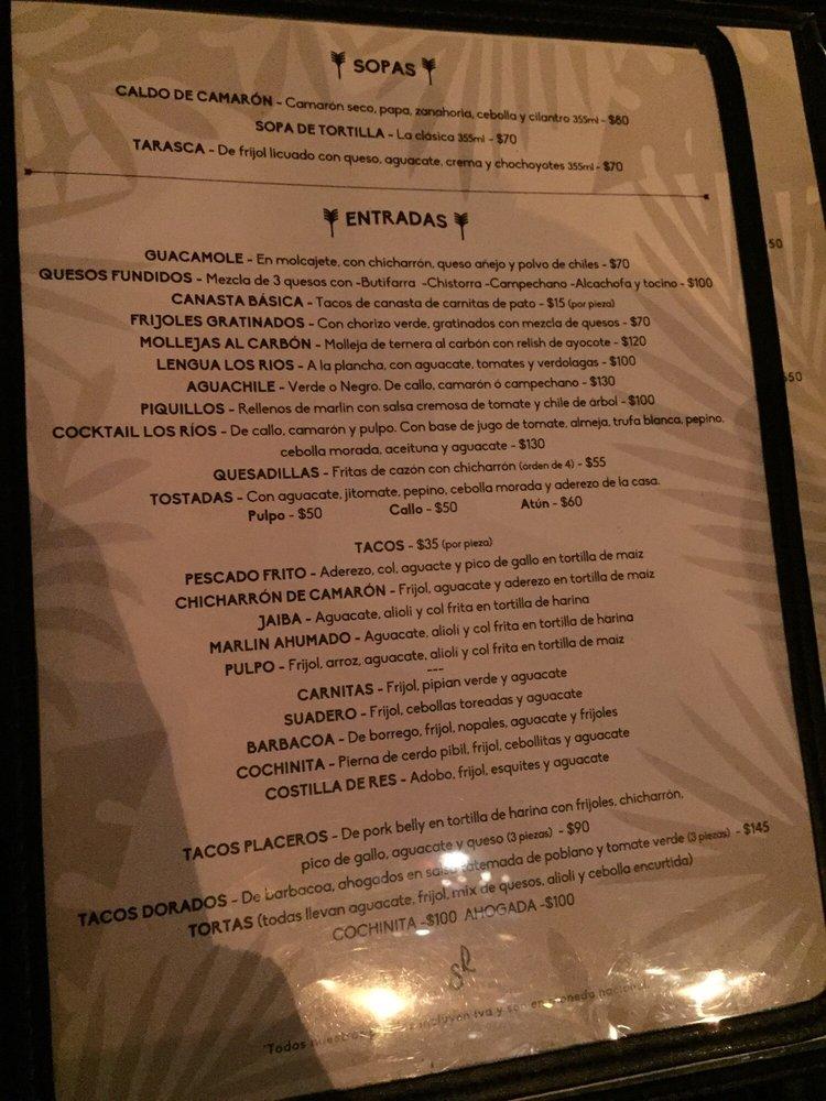 Menu at Cantina Salón Ríos pub & bar, Ciudad López Mateos