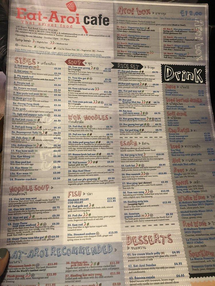 Menu at Eat-Aroi Cafe, London