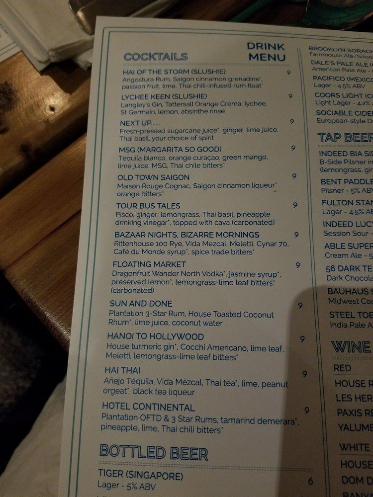 Menu at Hai Hai restaurant, Minneapolis