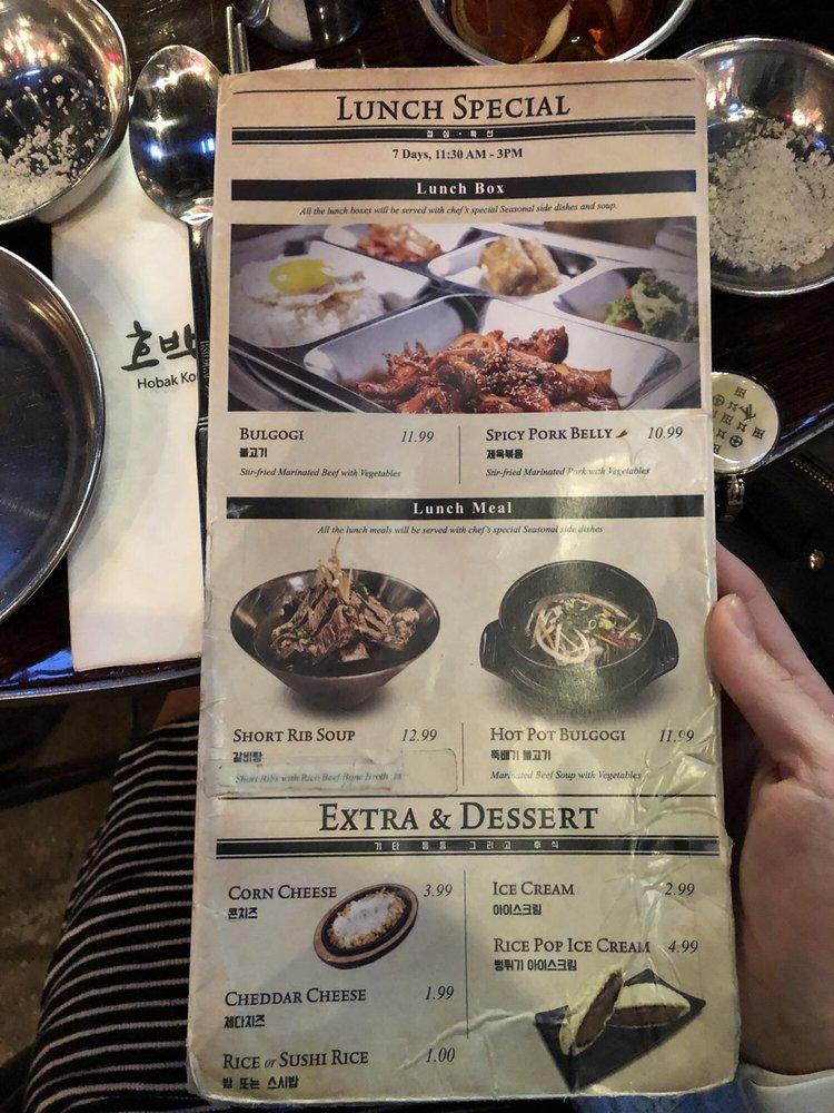 Menu at Hobak Korean BBQ, Las Vegas