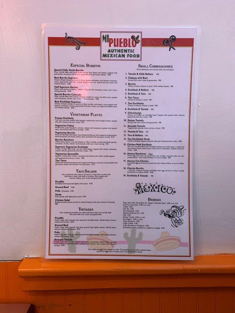 Menu at Mi Pueblo(previously Rancho Allegra) restaurant, Newport