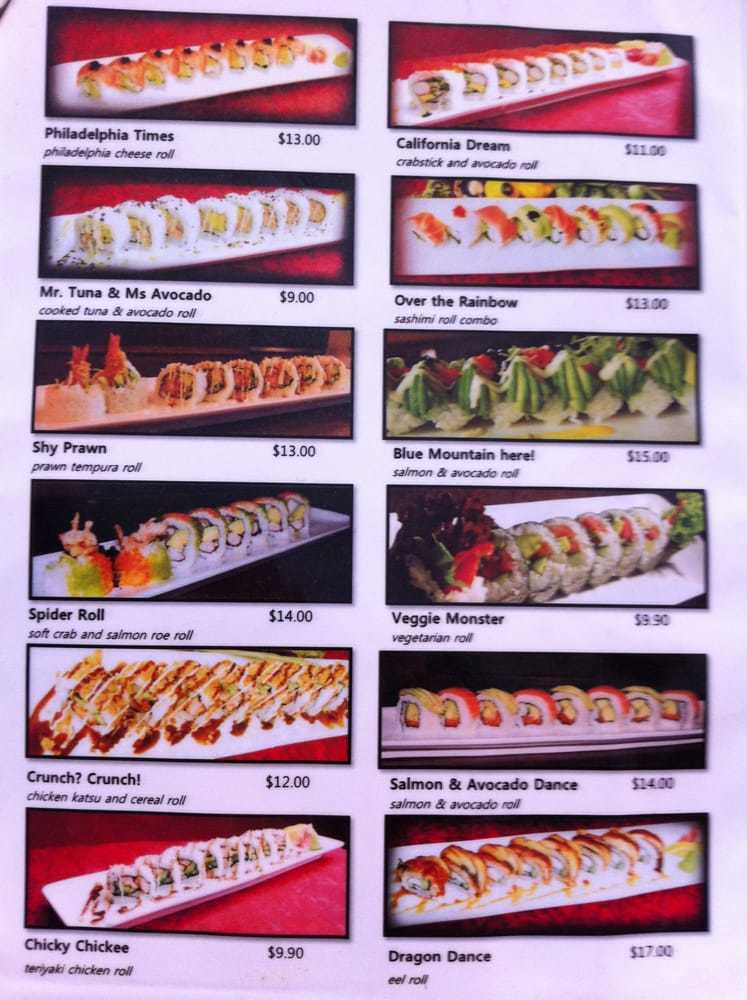 Menu at Roll Plus restaurant, Sydney