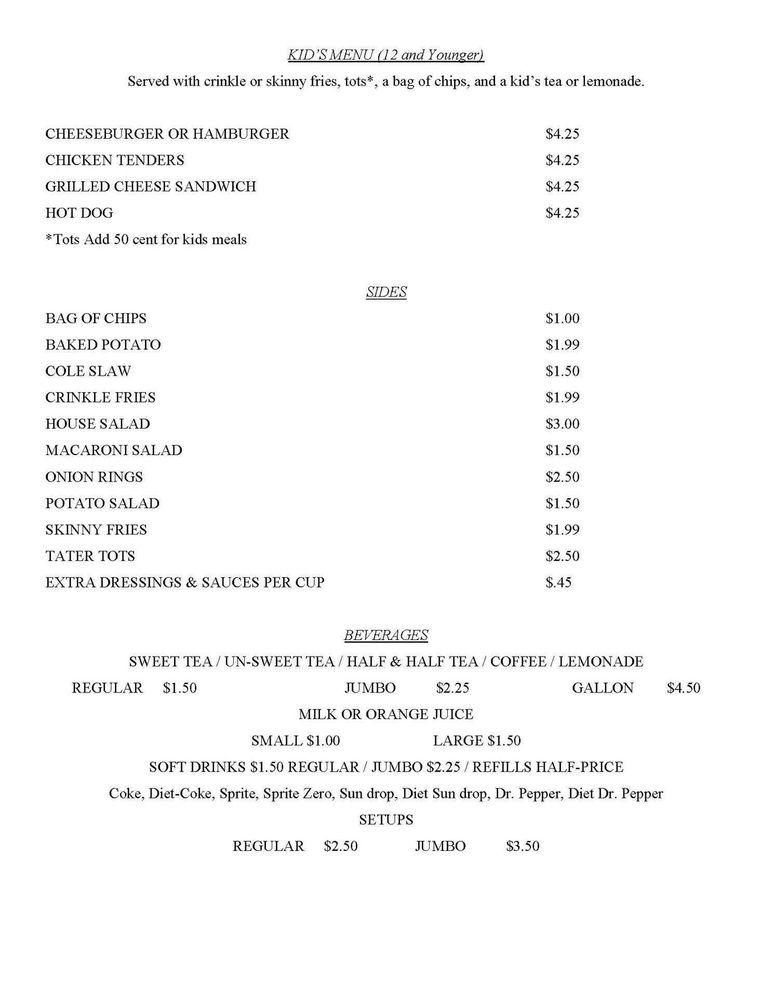 Menu at 27 West Family Restaurant, Vale