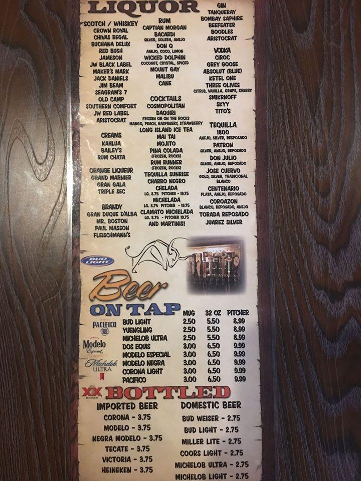Menu at EL Toro Mexican Bar & Grill, Cape Coral, SW Pine Island Rd #117