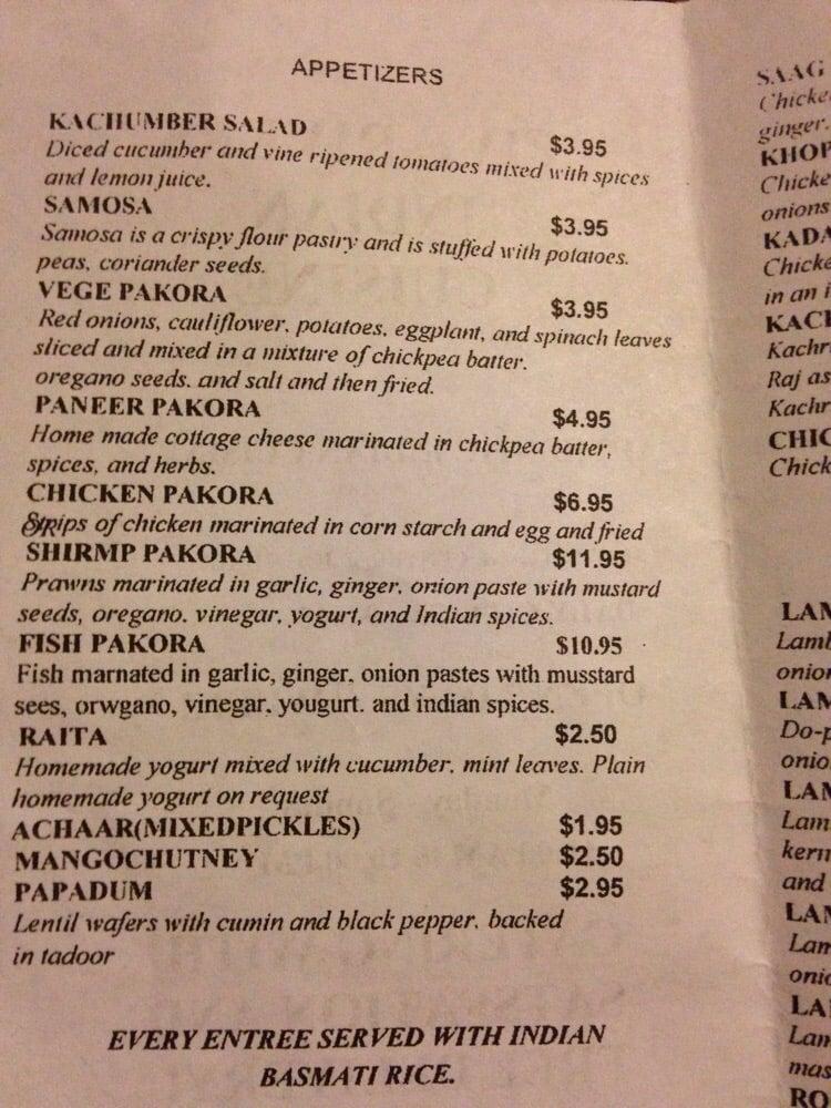 Menu at Five Rivers Indian Cuisine restaurant, Daly City