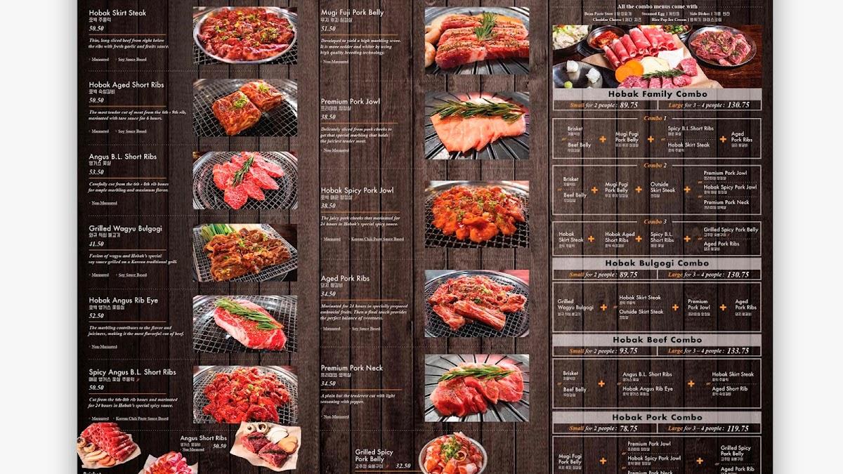 Menu at Hobak Korean BBQ, Las Vegas