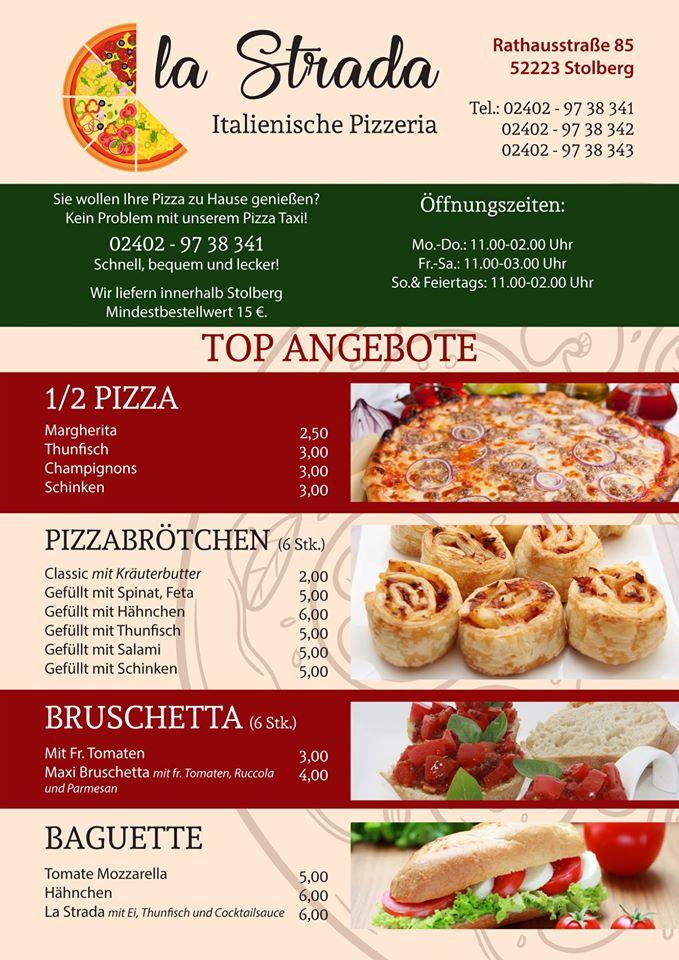 Speisekarte von La Strada Ital. Pizzeria, Stolberg (Rheinland)