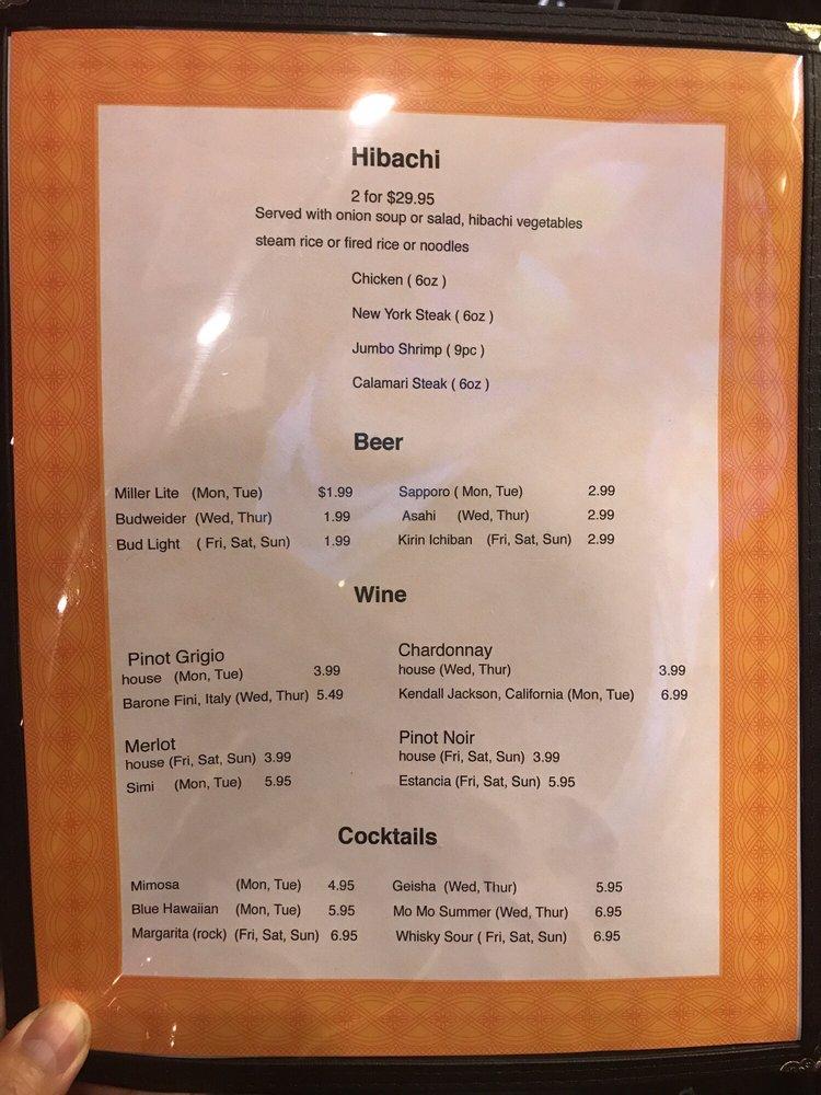 Menu at Yoko Japanese Kitchen restaurant, Cypress
