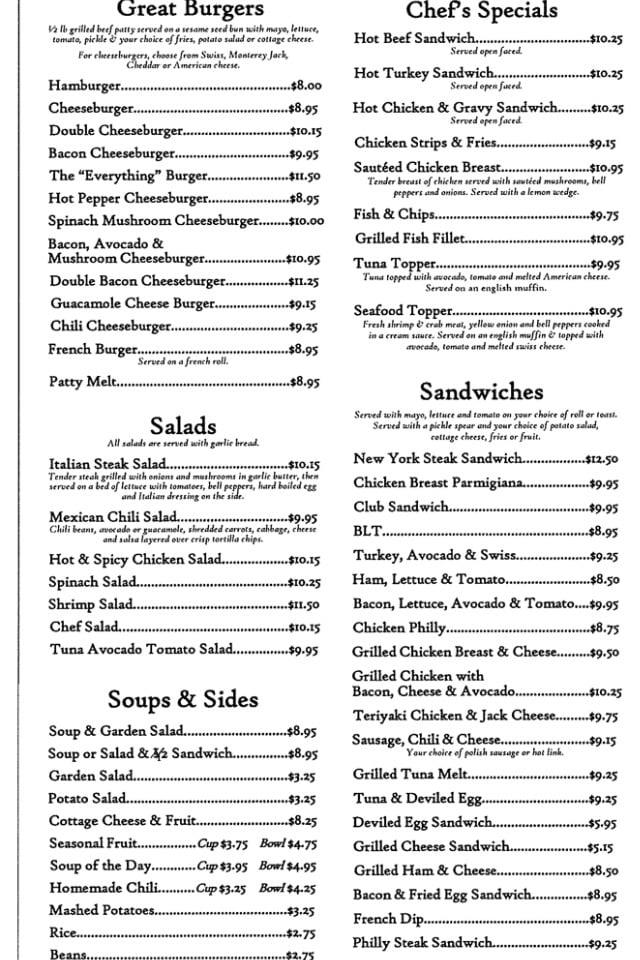 Menu at Bayside Cafe, San Francisco, Bayshore Blvd
