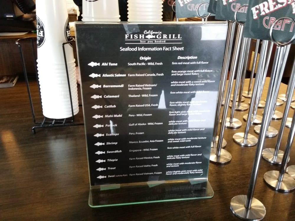 Menu at California Fish Grill restaurant, Brea, 419 S Associated Rd
