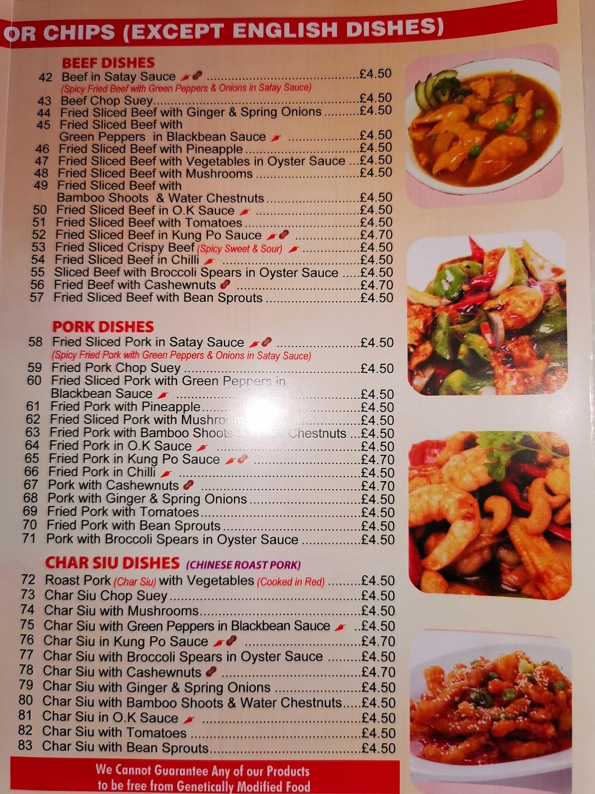 Menu at Flying Dragon restaurant, Bradford, 117 Harrogate Rd