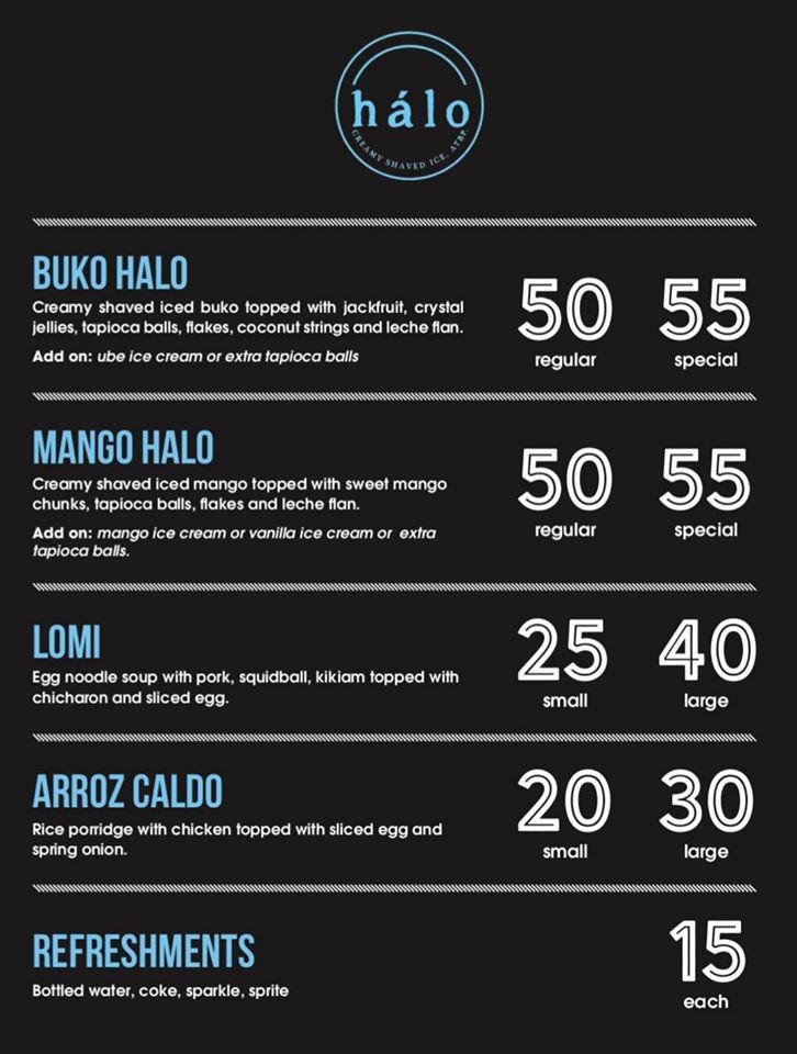 Menu at HÁLO creamy shaved ice,atbp. restaurant, Lapu-Lapu City
