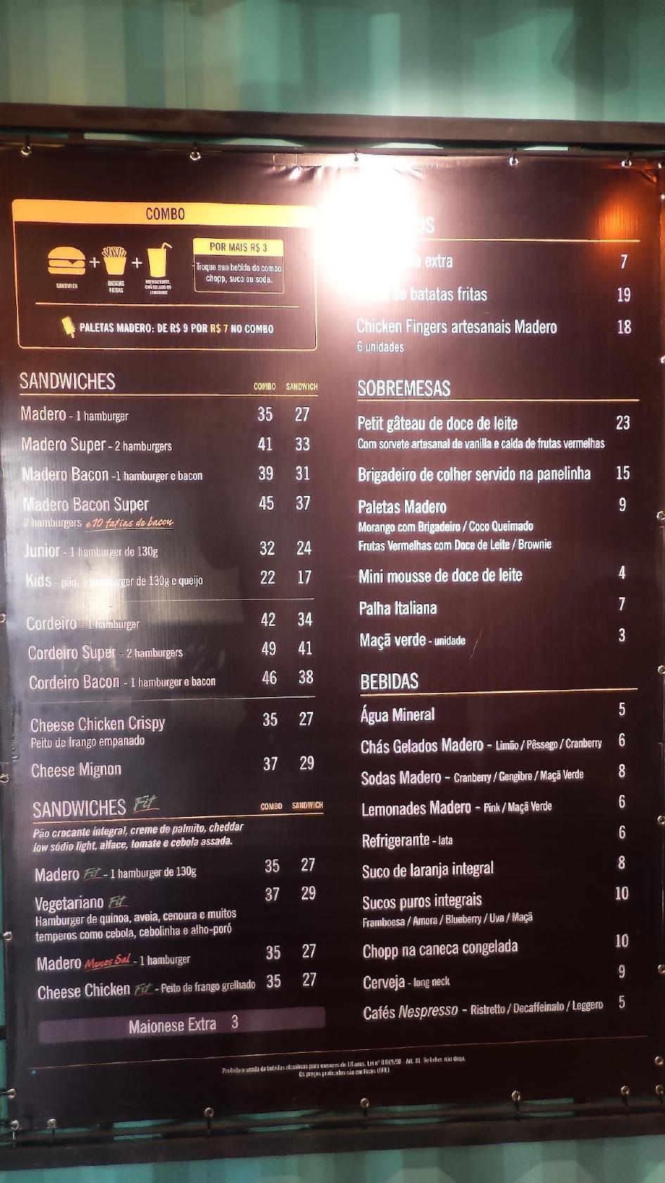 Menu em Madero Container restaurante, Canoas