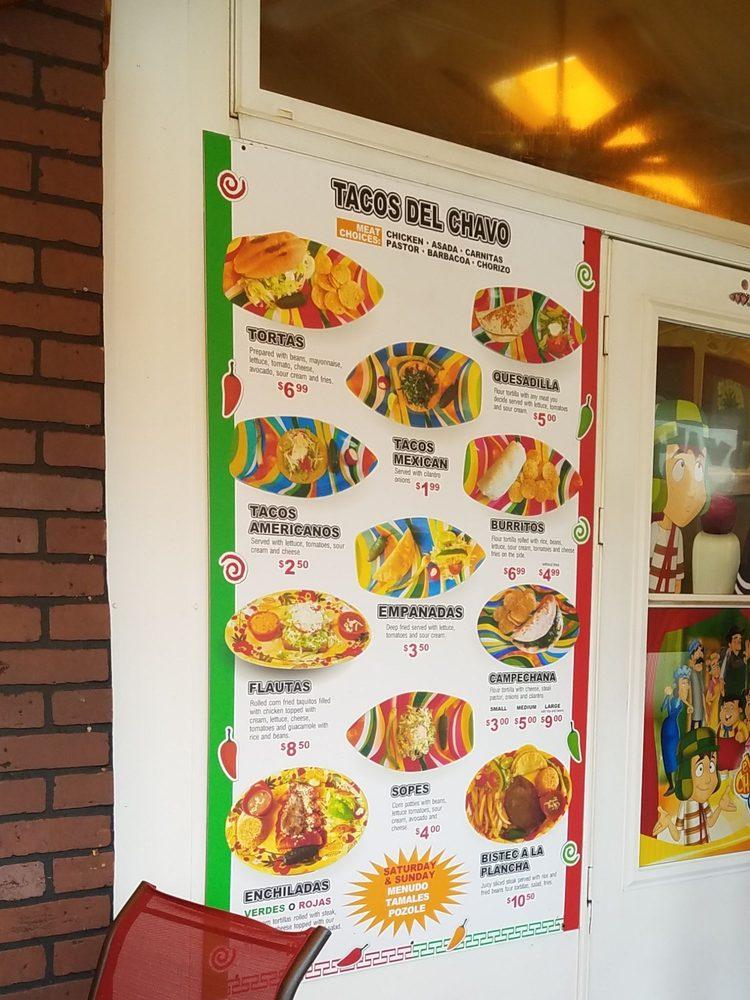 Menu at Tacos Del Chavo restaurant, Kennesaw, Cobb Pathway NW