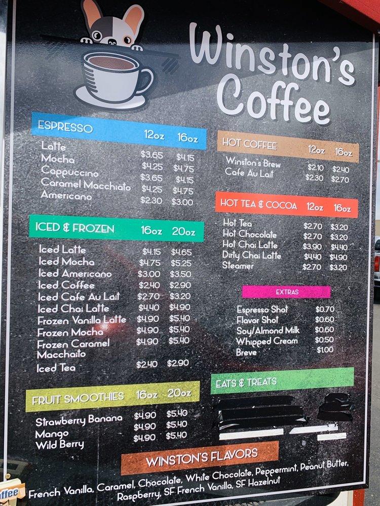 Menu at Winstons Coffee, Centennial